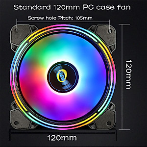 Conisy Rainbow Series 120mm Case Fan for Computer Case, Super Silent Efficient RGB LED PC Cooling Fan - 3 Pcs (Multicolor)