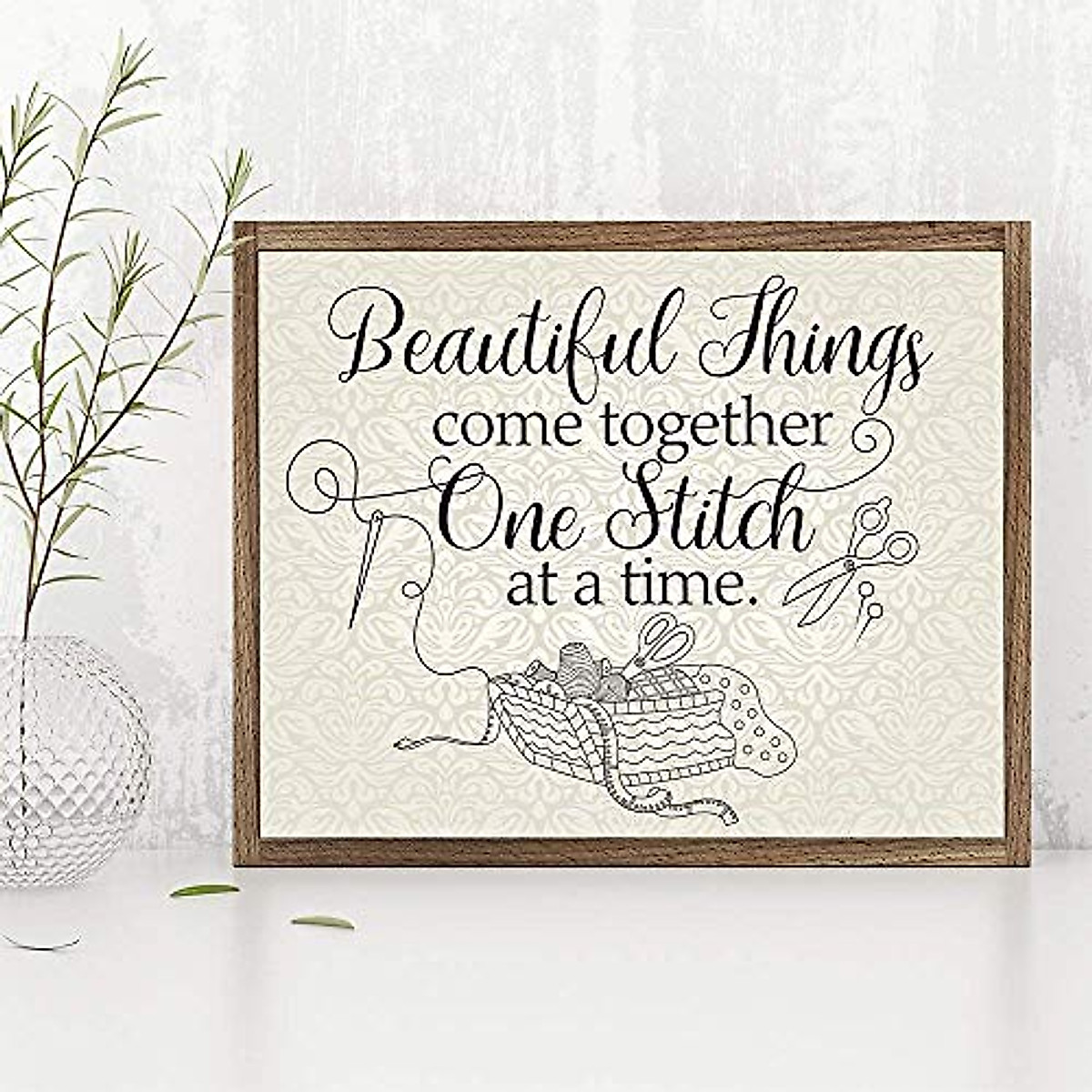 Beautiful Things Come Together One Stitch At A Time Poster, Wall Poster for Home Kitchen Bar Coffee Shop, Sewing Lover Decor, Gift for Quilters, Seamstresses, 11x14 Inch Unframe