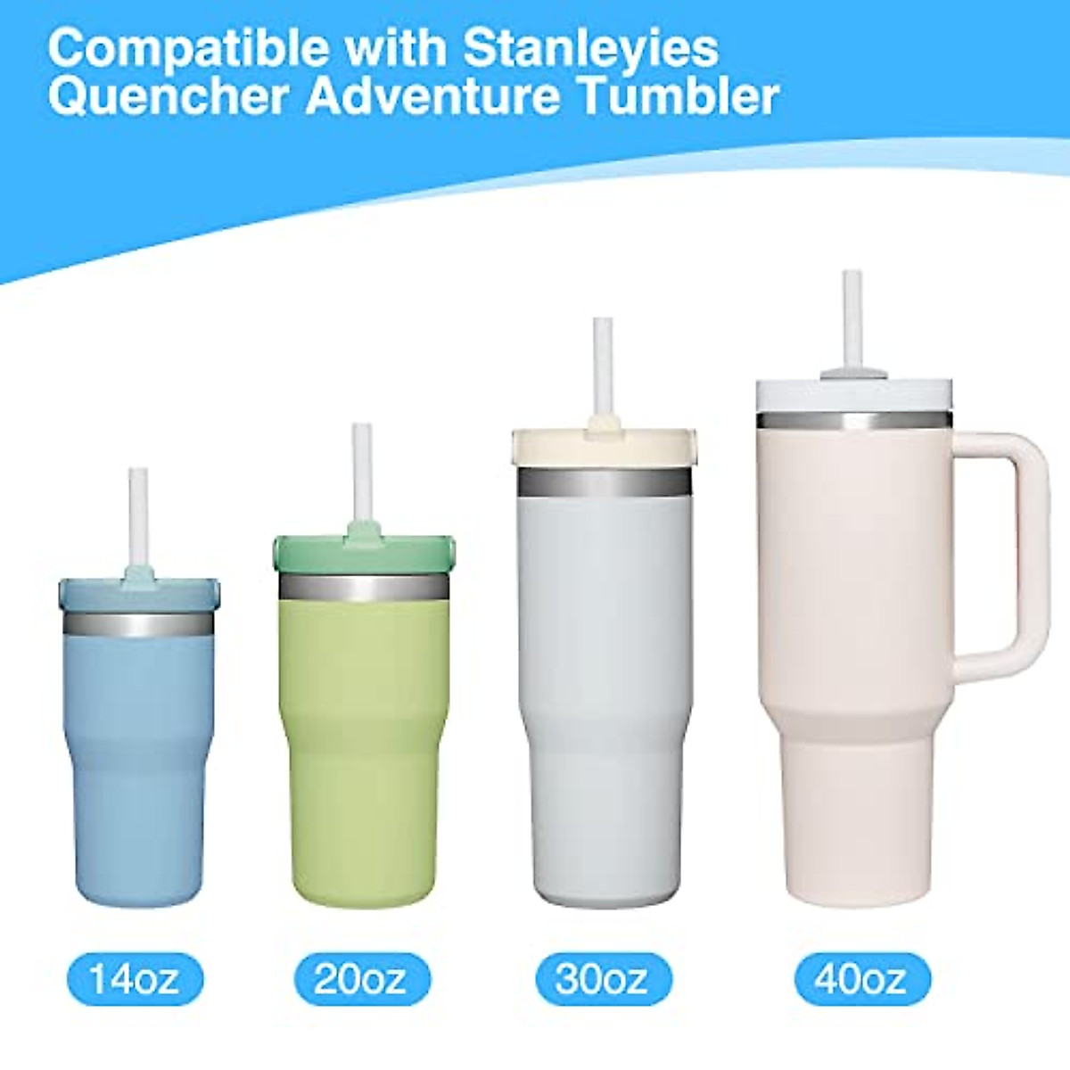 8 Pack Replacement Straws Compatible with Stanley Adventure Travel Tumbler, Reusable Plastic Straws with Cleaning Brush, Compatible with Stanley 40 oz Cup Accessories（12.5inch Long） (8 Pack)