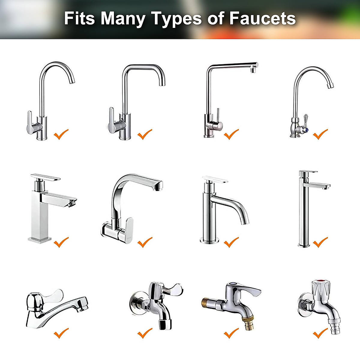 3 Pack Sink Water Filter Faucet, Universal 360 ° Rotating Kitchen Faucet Water Purifier, Bathroom Faucet Filter Removes Chlorine Fluoride Heavy Metals Hard Water for Home Kitchen & Bathroom