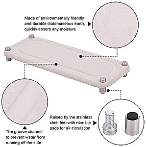 RSzeen Instant Dry Sink Caddy Organizer, Sink Sponge Soap Holder, Countertop Fast Drying Stone Tray for Bathroom Kitchen (Beige)