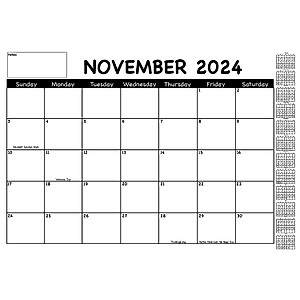 2024-2025 Academic Year Desk Calendar Black/White with Previews, 12 months from August 2024-July 2025 with notes space and holidays, 13” x 19” Wall/Desk Calendar for Teacher Planner, Daily Planning, Lesson Plans, Classroom Office Home, Organization
