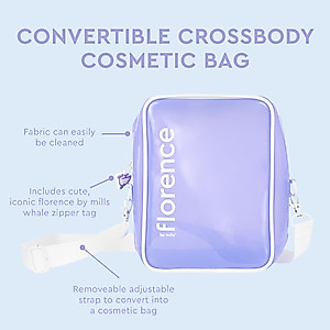 florence by mills Convertible Crossbody Cosmetic Bag, Clear Puple,Removable Adjustable Strap