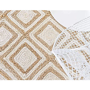 Unique Loom Braided Jute Collection Classic Quality Made Hand Woven with Geometric Design Area Rug, 9' 0" x 12' 0", Ivory/Natural