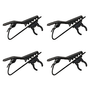 WHYHKJ 4pcs Metal Black Lapel Microphone Clip for Lavalier Lapel Microphone, 6mm