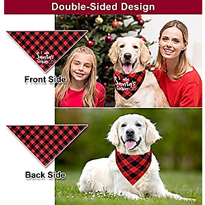 Roberly 2 Pack Christmas Dog Bandanas Plaid Reversible Triangle Bibs Christmas Scarf Accessories Costumes for Small Medium Large Dogs Cats Pets Animals