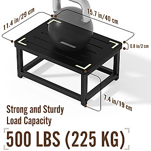 Tikea Step Stool for Adults with Handle & Non - Slip Surface and Rubber Feet - Sturdy Step Stool with Glow Strip - 500 lbs Capacity for Bedroom, Bedside, Bathroom, and Kitchen (Black)