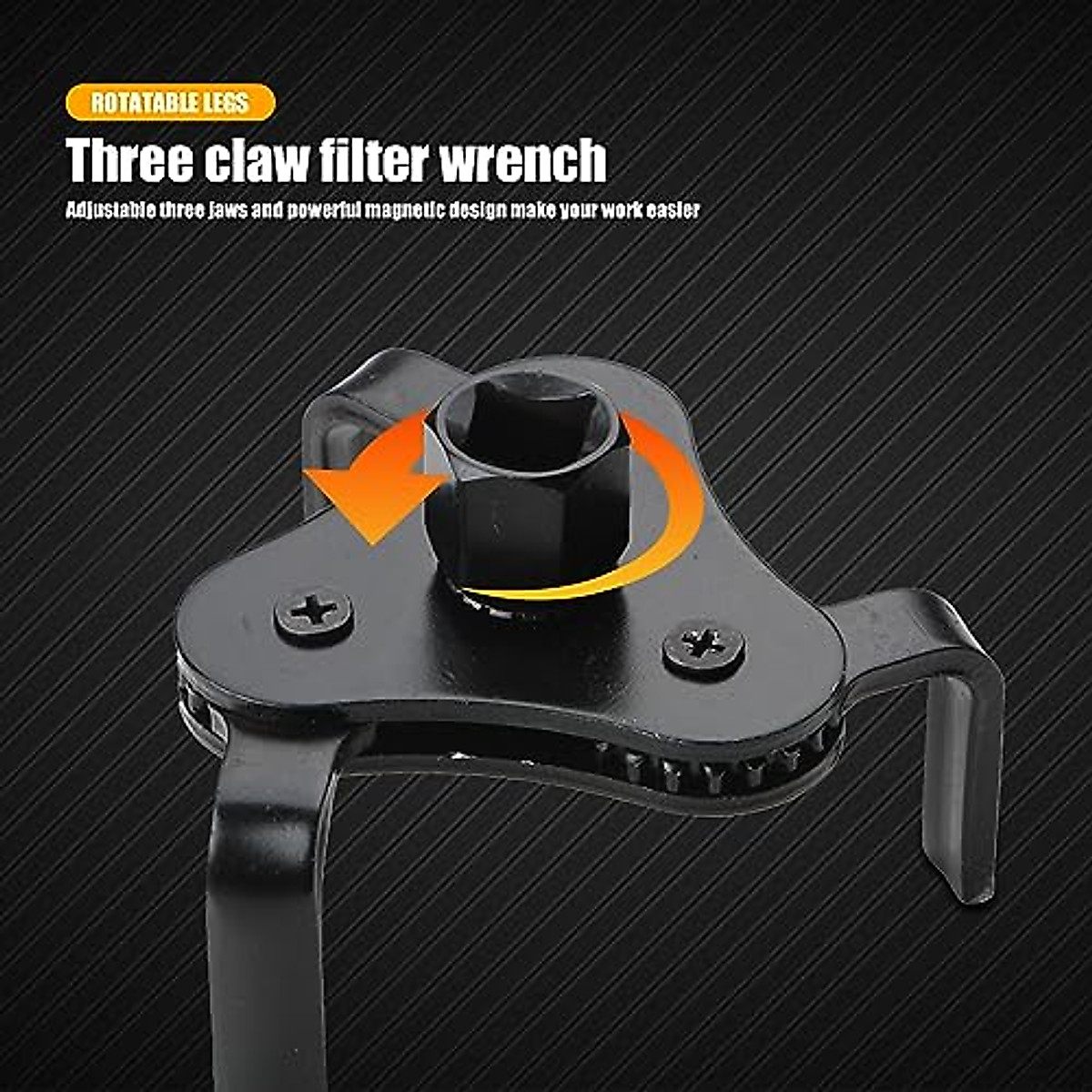 Crynod Pack-1 Car 3 Jaw Wrench, Steel Oil Filter Removal Tool, Automotive Maintenance Tools, 2"-4.2" Adjustable Wrench, Universal for Most Cars, Motorcycles (Black)