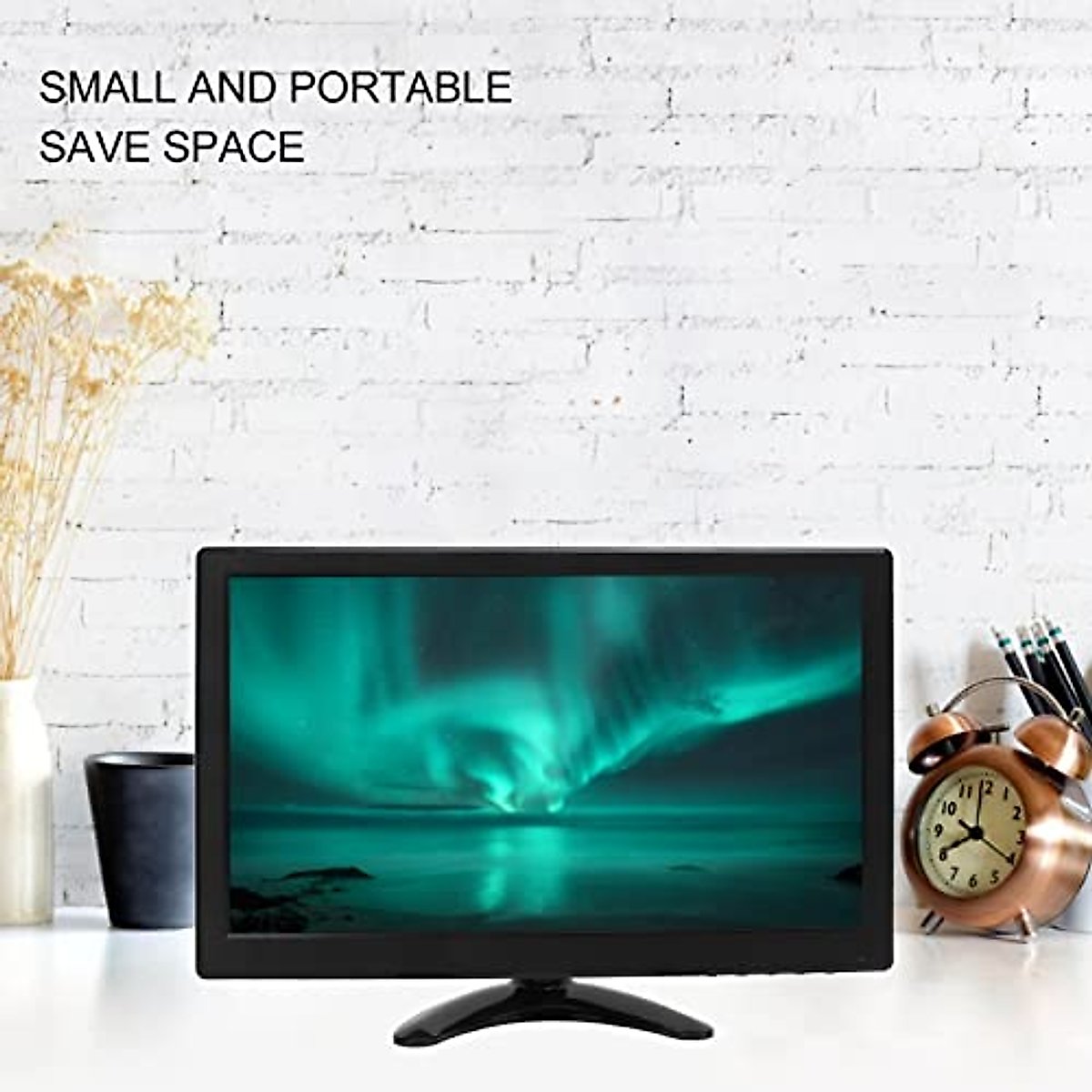 Jaerb LED Monitor, Color Screen 13.3 Inches TFT LED Monitor Multi Interfaces with Remote Control for Office (US Plug)