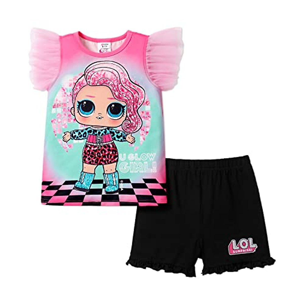 L.O.L. Surprise! Kid Girl 2pcs Tee and Print Shorts Set Pink Kids: 6-7 Years
