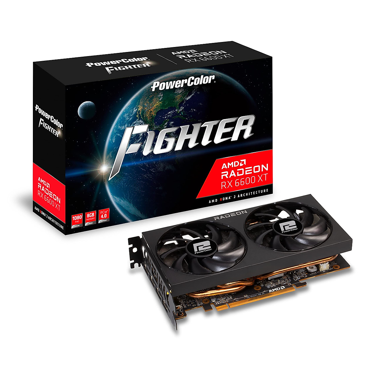 PowerColor Fighter AMD Radeon RX 6600 XT Gaming Graphics Card with 8GB GDDR6 Memory, Powered by AMD RDNA 2, HDMI 2.1
