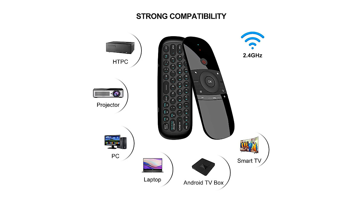 WeChip W1 Universal TV Remote Air Mouse, Wireless Keyboard Fly Mouse 2 ...