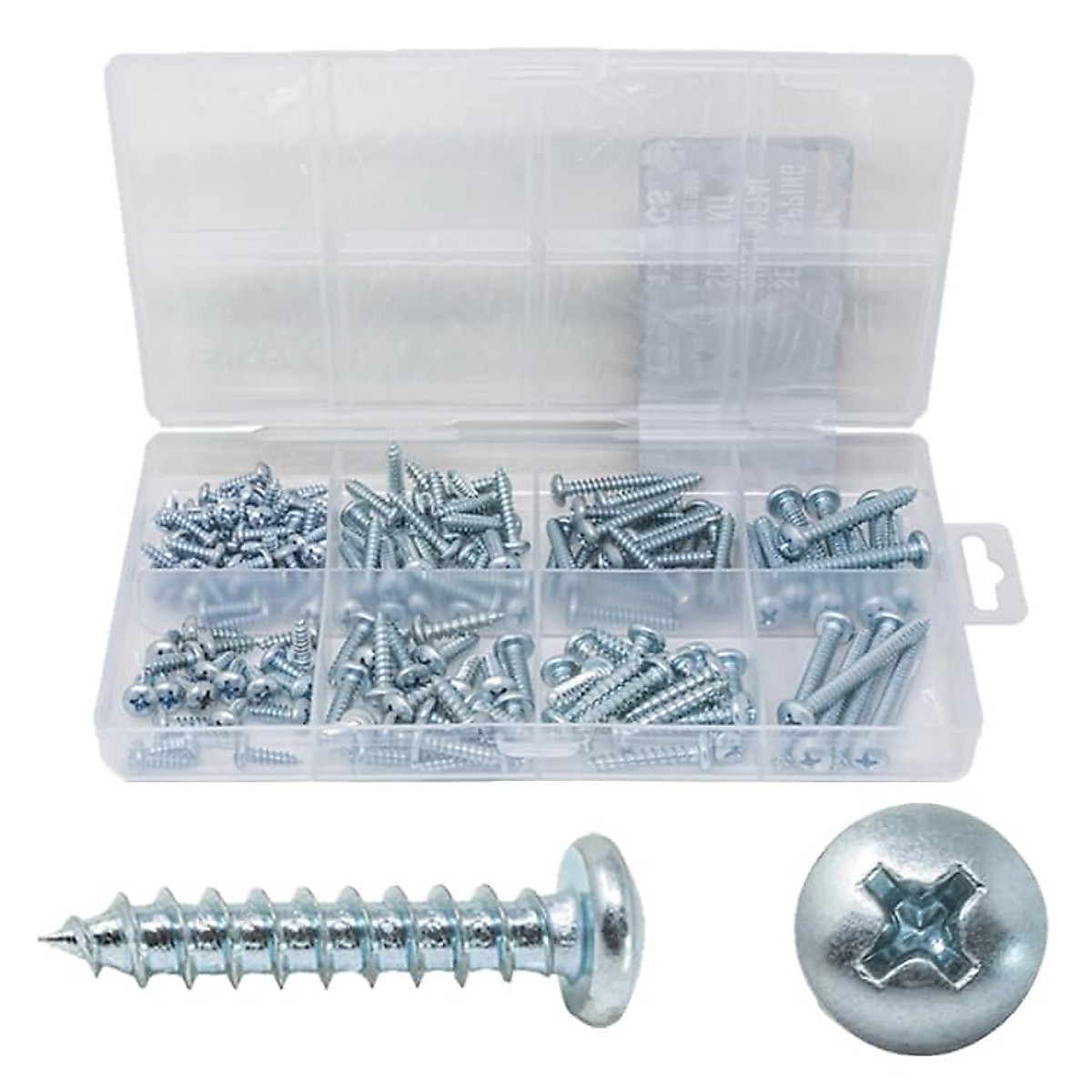 T.K.Excellent Self Tapping Screws Pan Head Phillips Drive Sheet Metal Screw Assortment Kit,175 Pieces