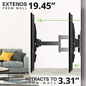 USX MOUNT Full Motion TV Wall Mount for Most 26-55in TV, Pre-Assembled Wall TV Bracket with Swivel Tilt Extension Height Setting, TV Centering & Corner Design, Up to VESA 400x400mm, Load 80 lbs