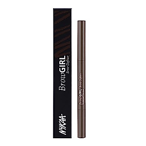 Nykaa Cosmetics Browgirl Eyebrow Definer Pencil - Shape and Fill in Brows - Gives Natural, Fuller-Looking Appearance - Groom Hairs in Place with Built-In Spoolie - Bewitched Chestnut - 0.01 oz