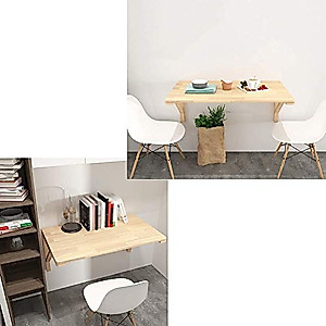 PIBM Stylish Simplicity Shelf Wall Mounted Floating Rack Shelves Foldable Computer Desk Solid Wood Kitchen Storage Save Space,12 Sizes, a , 80X60cm