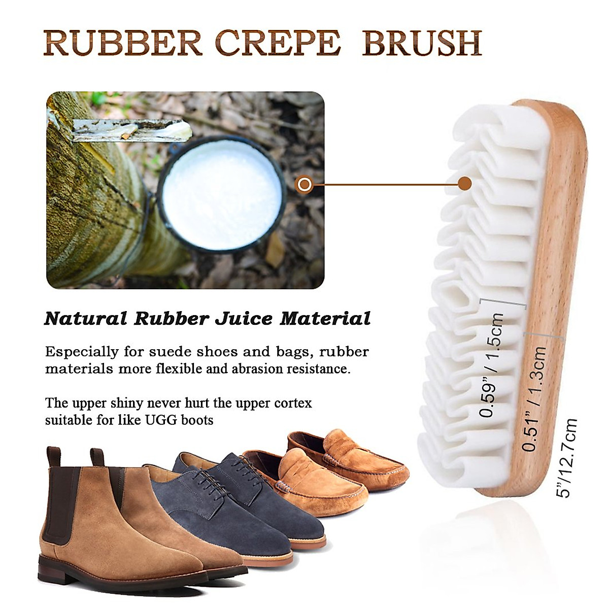 TAKAVU Shoe Shine Brushes Kit (4PCS) - 100% Soft Horsehair Bristles Brush, Polish Applicator, Crepe Suede Shoes Brush, Microfiber Buffing Cloth for Shoes, Leather, Boot, Cloth, Bag