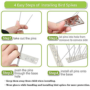 ZHENT Anti Bird Spikes for Pigeons and Small Birds,Full 304 Stainless Steel Bird Arrow Kit,21.6Ft Bird Deterrent Spikes Repellent Fence Spikes(20 Pack Uninstalled)