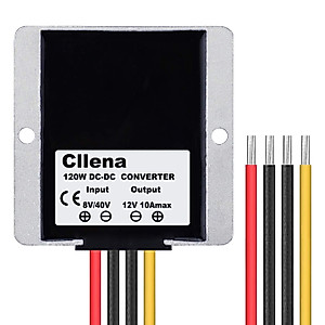 Cllena DC 8V-40V to 12V 10A Automatic Buck Boost Converter Step Down/Up Regulator Voltage Reducer Converter Waterproof Regulated DC Power Supply for Golf Cart Club Car LED Light