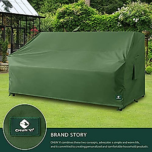 CHUN YI Patio Sofa Cover, Heavy-Duty Patio Bench Cover, UV-Coated Ultra-Durable Outdoor Furniture Sofa Cover for Lawn Garden with Air Vent 3-Seater (64" Wx26 Dx35 H,Green)