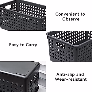 Plastic Storage Baskets 6 Pack, Small Pantry Baskets for Organizing, Woven Basket Organizer Basket Bins for Shelves, Organizer and Storage for Bathroom, Bedrooms, Kitchens