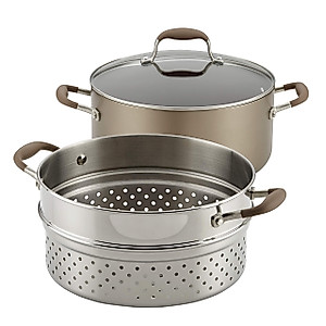 Anolon Advanced Umber Dutch Oven with Steamer Insert and Lid, 3 Piece, Light Brown
