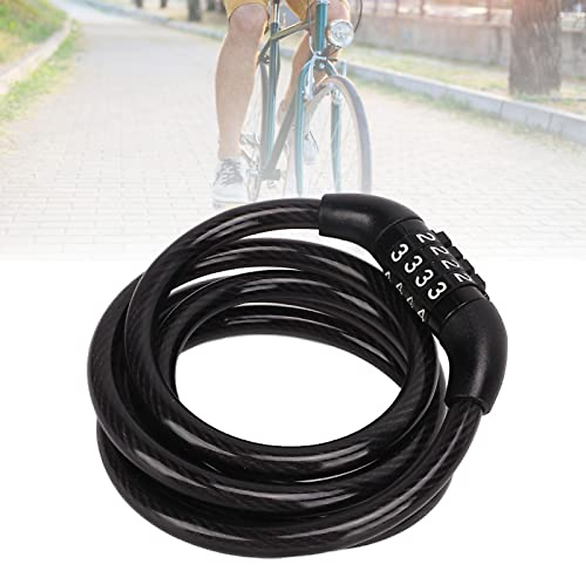 Bike Cable Lock, Manganese Steel Scratch Proof Drill Resistant Anti Theft Chain Lock Combination Not Changeable Password for Scooters