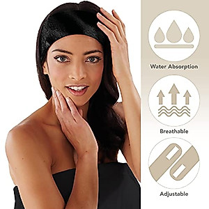 Boca Terry Makeup Headband, Women's Headband for Washing Face, Cotton Terry Cloth Skincare Headbands for Facial, Face Wash, Cosmetic and Skin Care Treatments. Adjustable Towel Headband. 3-Pack, Black
