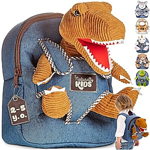 Naturally KIDS Dinosaur Backpack, Dinosaur Toys for Kids 3-5, Toddler Backpack Boys 2-4, Dinosaur Toys for Kids 2-4, 3 Year Old Boy Birthday Gift, Dinosaurs for Boys Girls, Dinosaur Stuffed Animal