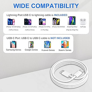 USB C to Lightning Cable 10 FT Compatible with iPhone, 2 Pack 10FT Long Type C Cable (White)