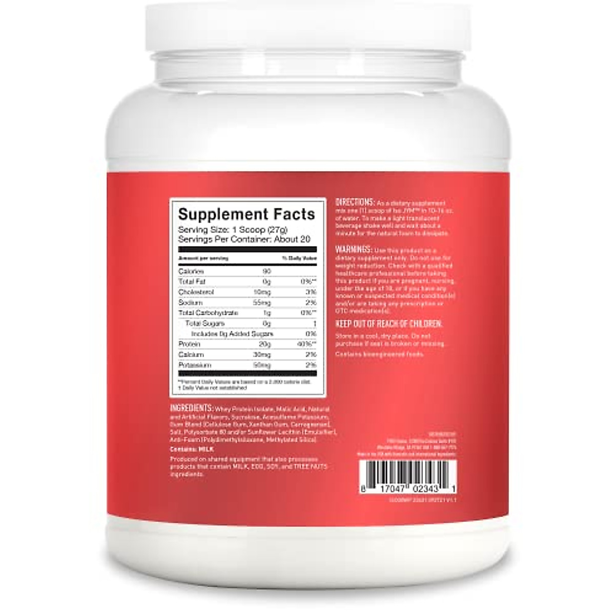 JYM Supplement Science Iso JYM Watermelon, 90 Calories, 100% Whey Protein Isolate, Zero Fat, Zero Sugars, Mixes Clear, for Women & Men, 20 Servings