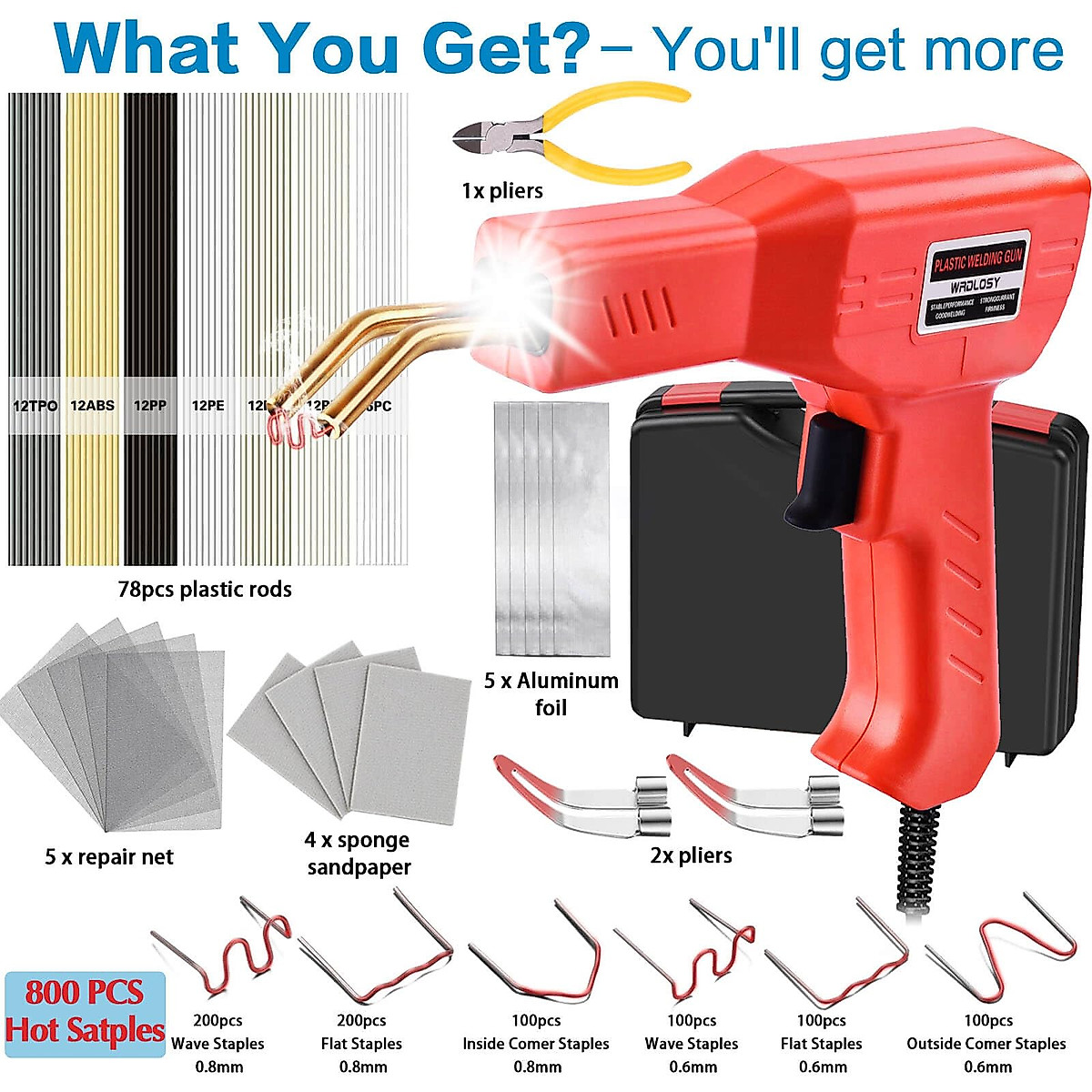 Wrdlosy Plastic Welder, Multipurpose Fit, Plastic Welding Kit, Quick Operation, Plastic Repair Welder Kit, More Comfortable Portable, An Ideal DIY Tool