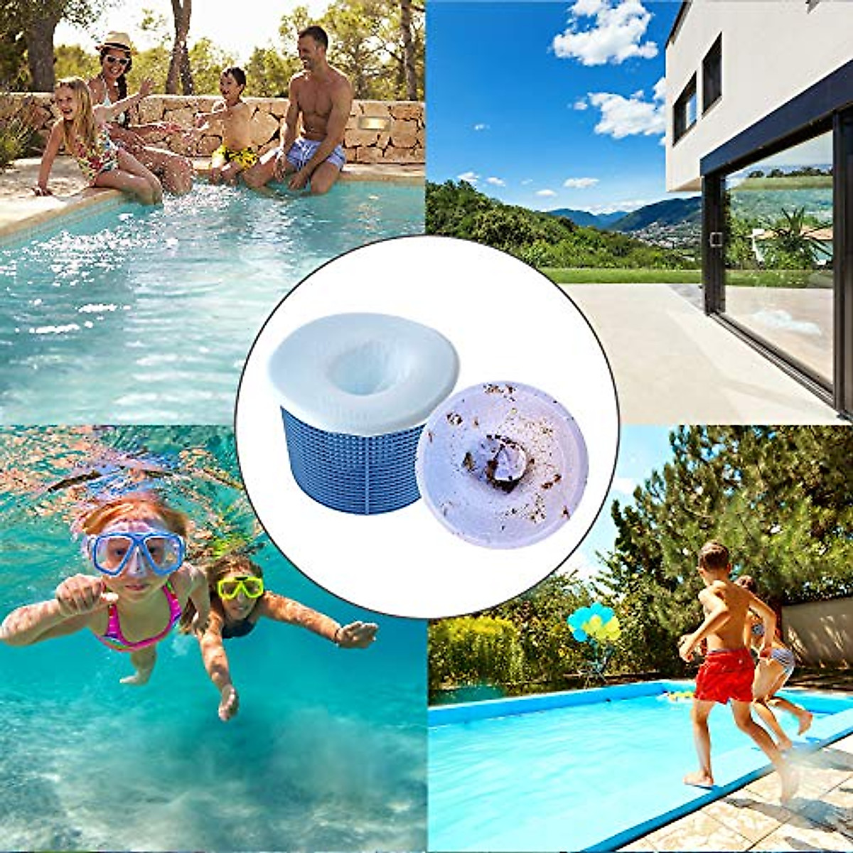 10 PCS Pool Skimmer Filter Socks, Fine Mesh Scum Pool Filter Socks Nets Reusable Pool Spas Filter Protector Savers for Filters, Baskets and Skimmers