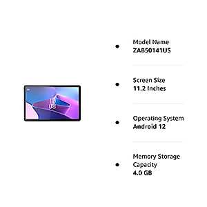 Lenovo Tabet P11 Pro Gen 2 11.2″ 2.5K (2560 x 1536) OLED, Glossy, Anti-Fingerprint, Touchscreen 4 GB LPDDR4X Memory 128 GB Storage ZAB50141US