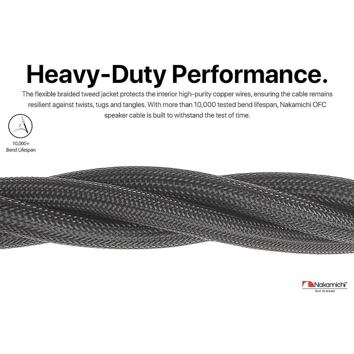 Nakamichi Excel Series 24k Gold Plated Banana Plug with (10 Feet) 12AWG Speaker Cable Wire 99.9% Oxygen-Free Copper (OFC) Heavy Duty Braided for Amplifier Hi-Fi Home Theatre - Black (10ft/3.0m)