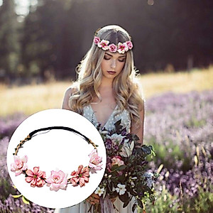 HANSAMU Flower Crown for Women Girls, Floral Headbands Elastic Ribbon Bridal Bridesmaid Fairy Headpiece for Party Wedding Beach (4 Pack