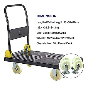 Generic Trolleys,Beauty Salon Cart Trolley Large Platform Truck 992Lbs Weight Capacity, Heavy Duty Foldableniture Dolly Platform Flatbed with Steel Handle