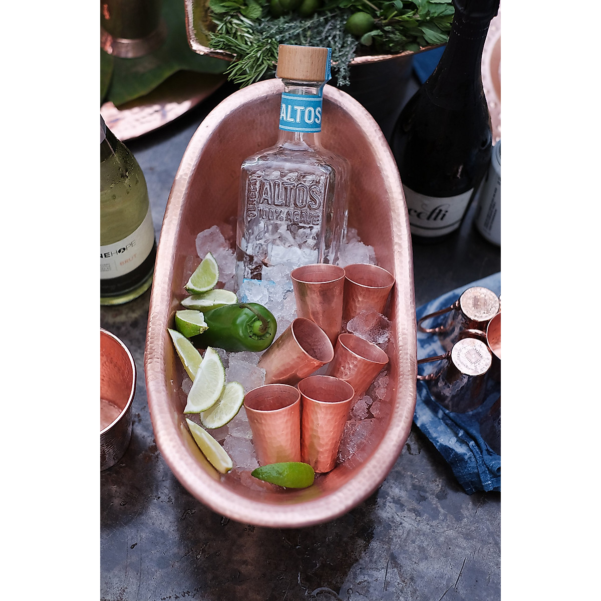 Sertodo Copper Tequilero Shot Cup | Set of 2, 2 oz | 100% Pure Copper, Hand Hammered, Heavy Gauge | Tall Shooter Design | High-End Shot Glass For Fine Spirits