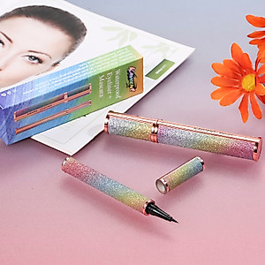 4D Silk Fiber Lash Mascara Liquid Eyeliner Set Waterproof Black Long Lasting Lengthening Thickening Eyelashes Smudge- proof 4D Mascara