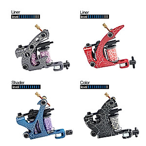 Solong Complete Tattoo Kit 4 Pro Machine Guns 54 Inks Power Supply Foot Pedal Needles Grips Tips Carry Case TK456-US