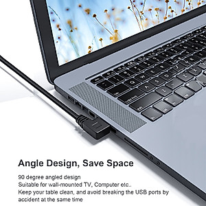 Oxsubor SuperSpeed USB 3.0 Male to Female Extension Data Cable Right Angle 2PCS (20CM,8IN)（Notice:pls Check The Right Angle in Picture