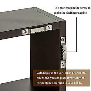 Sziqiqi Wood Floating Shelves 9-Compartment Small Hanging Display Shelf - Rustic Wall Mounted Freestanding Multi-Slot Storage Shelving for Bedroom Kitchen Living Room Bathroom Brown