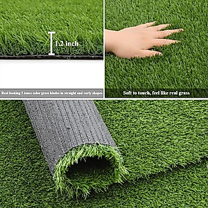 SHACOS Artificial Grass Squares Mat 6 Pcs 12"x12" Outdoor Fake Grass Turf 1.2 inch Grass Patch Tiles Faux Grass Rug Small with Drainage Holes Grass Rug for Crafts Patio Wall Decor
