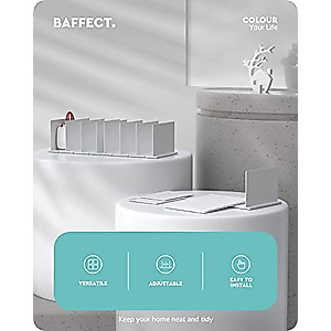 Baffect Adjustable Shelf Dividers, Plastic Purse Shelf Separators, Improved Handbag Organizers for Closet (Set of 2, White)