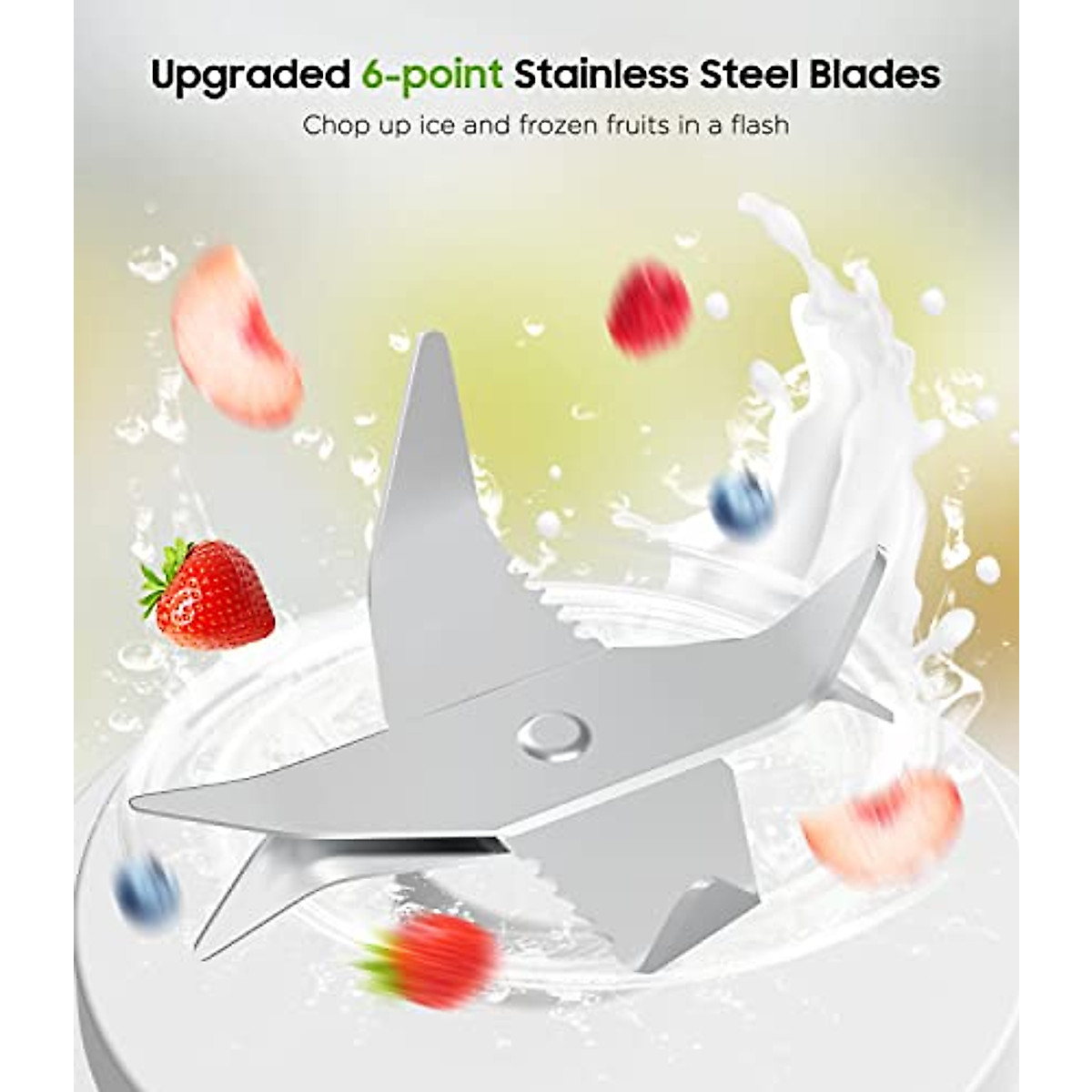 ＭoKo Portable Blender, 270 Watt Personal Blender for Shakes and Smoothies,21OZ Personal Blender USB Rechargeable with 6 Blades, BRA Free, Smoothie Blender for Kitchen Sports Travel and Outdoors,White