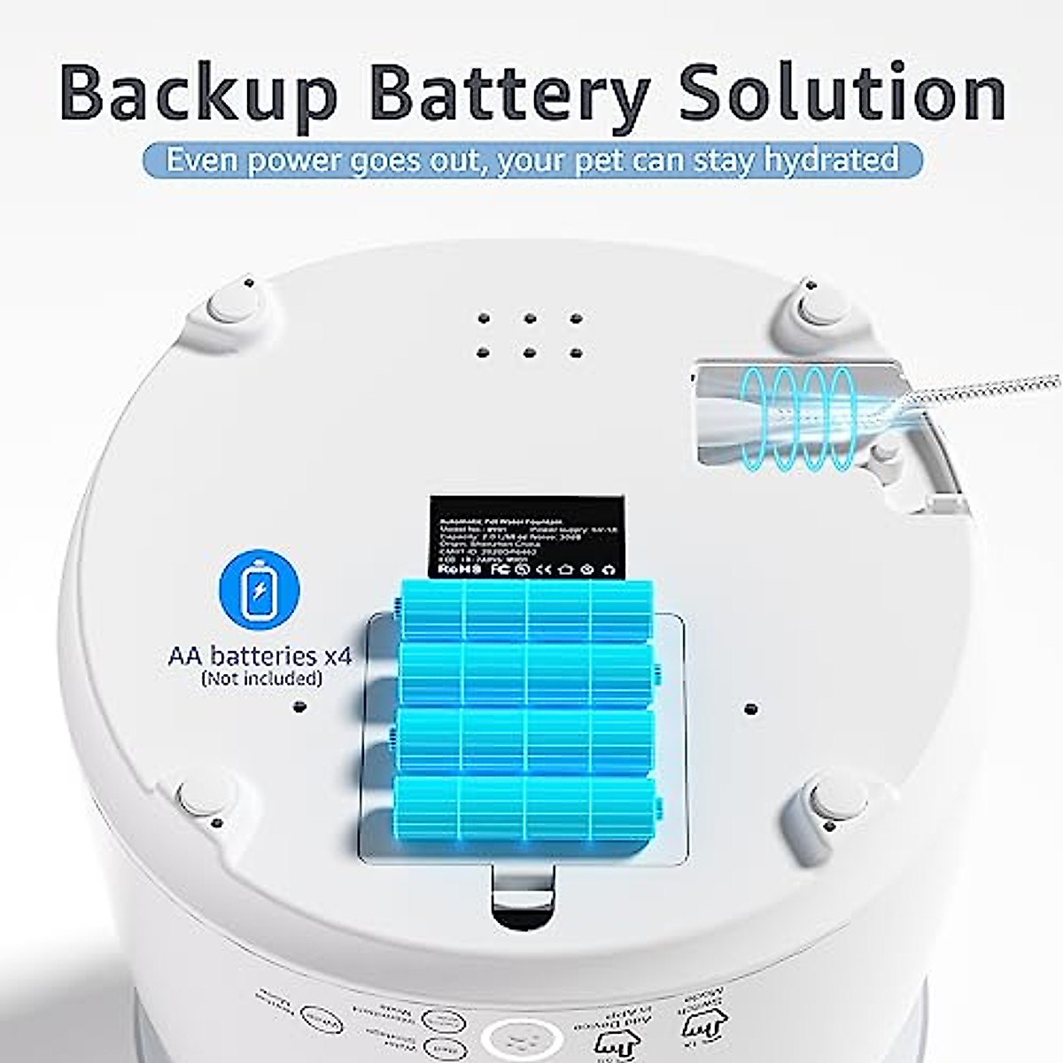 AQHH Cat Water Fountain, Pet Water Fountain with Upgraded Wireless Pump for Cats and Small Dogs, Ultra Quiet Water Fountain for Cats Inside, Easy to Clean and Assemble, App Control, 2L