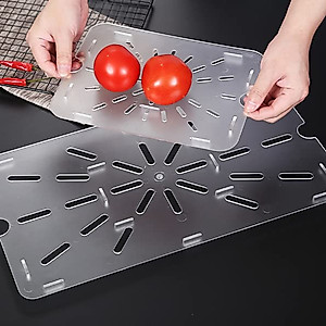 BIEAMA Plastic Drain Shelf for 1/6 Size Food Pan Clear 2 Pack,Commercial