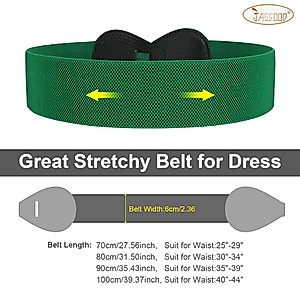 JASGOOD Women Stretchy Belt for Dresses Vintage Elastic Wide Waist Belt, Halloween Cosplay Belt, A-Green