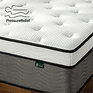 Zinus 14 Inch Support Plus Pocket Spring Hybrid Mattress/Extra Firm Feel/Heavier Coils for Durable /Pocket Innersprings for Motion Isolation,in-a-Box, Queen