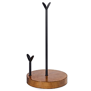 TJ.MOREE Farmhouse Paper Towel Holder Countertop, Wood Paper Towel Holder Stand, Easy One-Handed Tear Rustic Paper Towel Holder for Kitchen Dining Table Home Decor